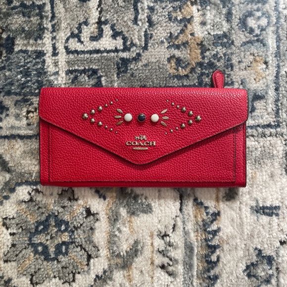 Coach | Bags | Red Leather Coach Wallet | Poshmark